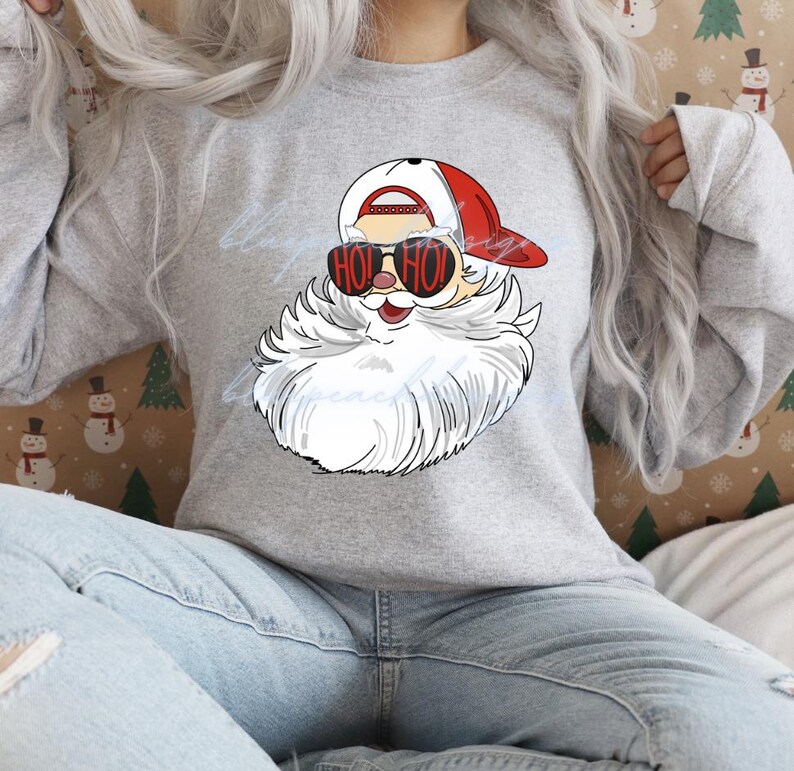 Hipster Santa PNG: Baseball Cap, Sunglasses Christmas Clipart (digital ...
