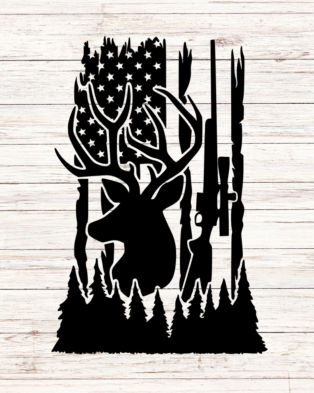 Deer Hunting American Flag SVG: Rifle Buck Clipart (digital Files) - Etsy