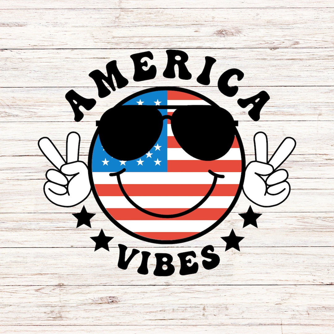 American Flag Smiley Face SVG PNG: 4th of July Patriotic Design ...