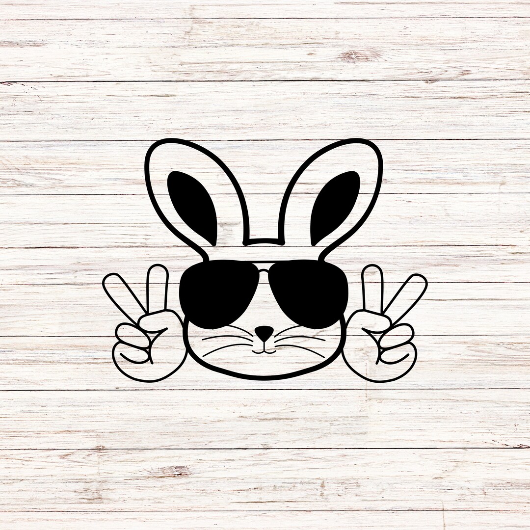 Peace Sign Bunny Svg Cool Retro Easter Bunny Rabbit Easter Basket ...