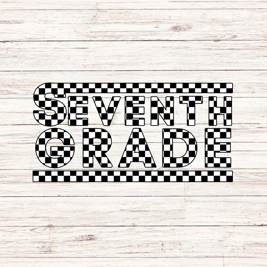 Checkered Seventh Grade Svg Png, Hello Back to School, Retro Seventh ...