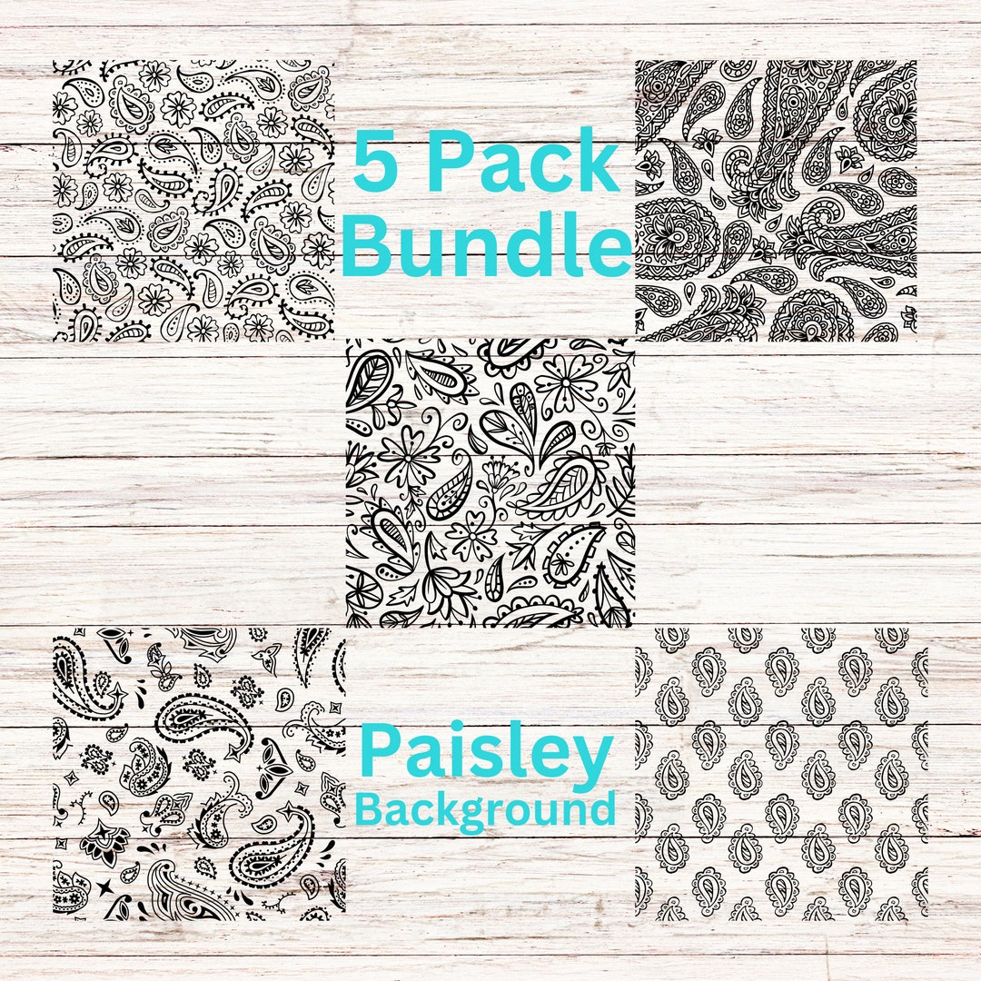Paisley Svg/png 5 Pack Western Pattern Bandana Print Digital Files ...