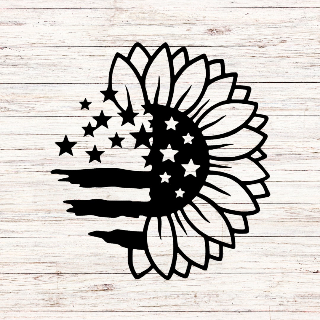 Sunflower American Flag Svg America Patriotic Fourth of July SVG/PNG ...