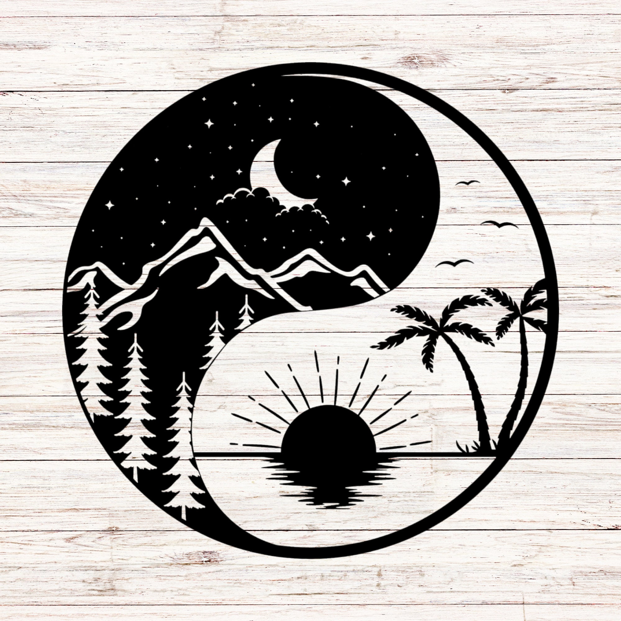 Camping Svg Yin Yang Outdoors Adventure Mountain Forest Beach - Etsy
