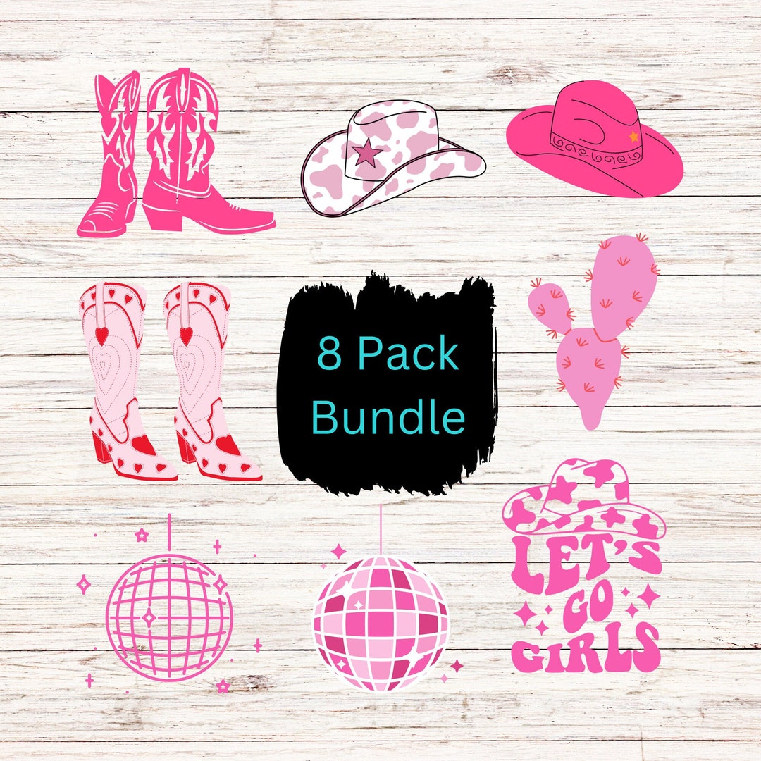 Disco Cowgirl 8 Pack Bundle Howdy Smile Face Cowboy Hat Cow Print ...