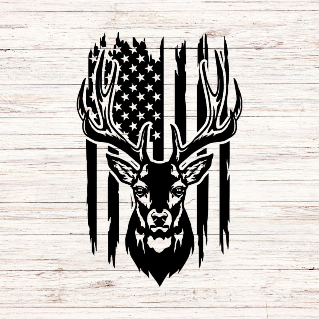 Deer American Flag SVG: Buck Hunting Patriotic Design (digital Download ...