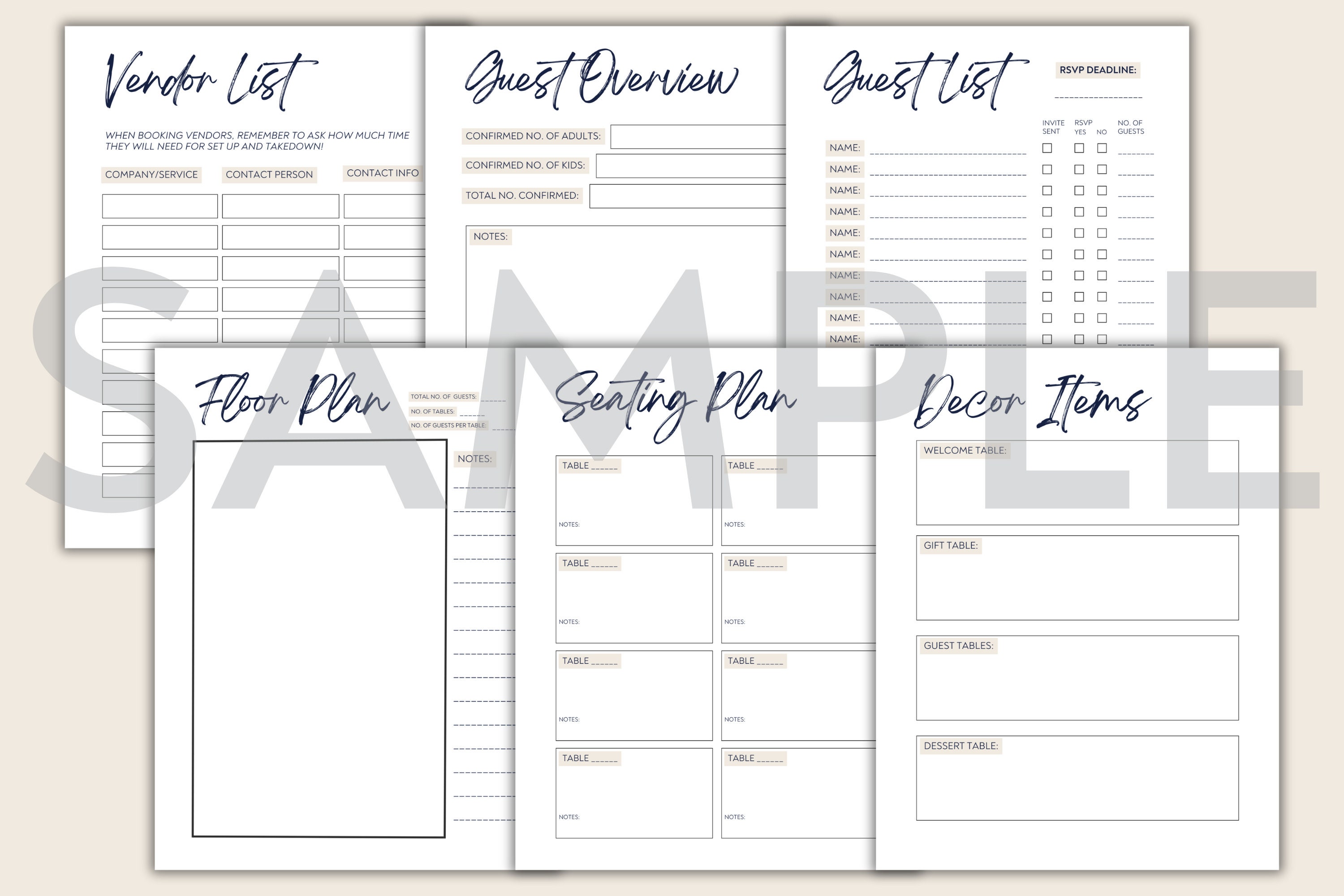 Printable Event Planner / Event Checklist / Event Organizer / Party ...