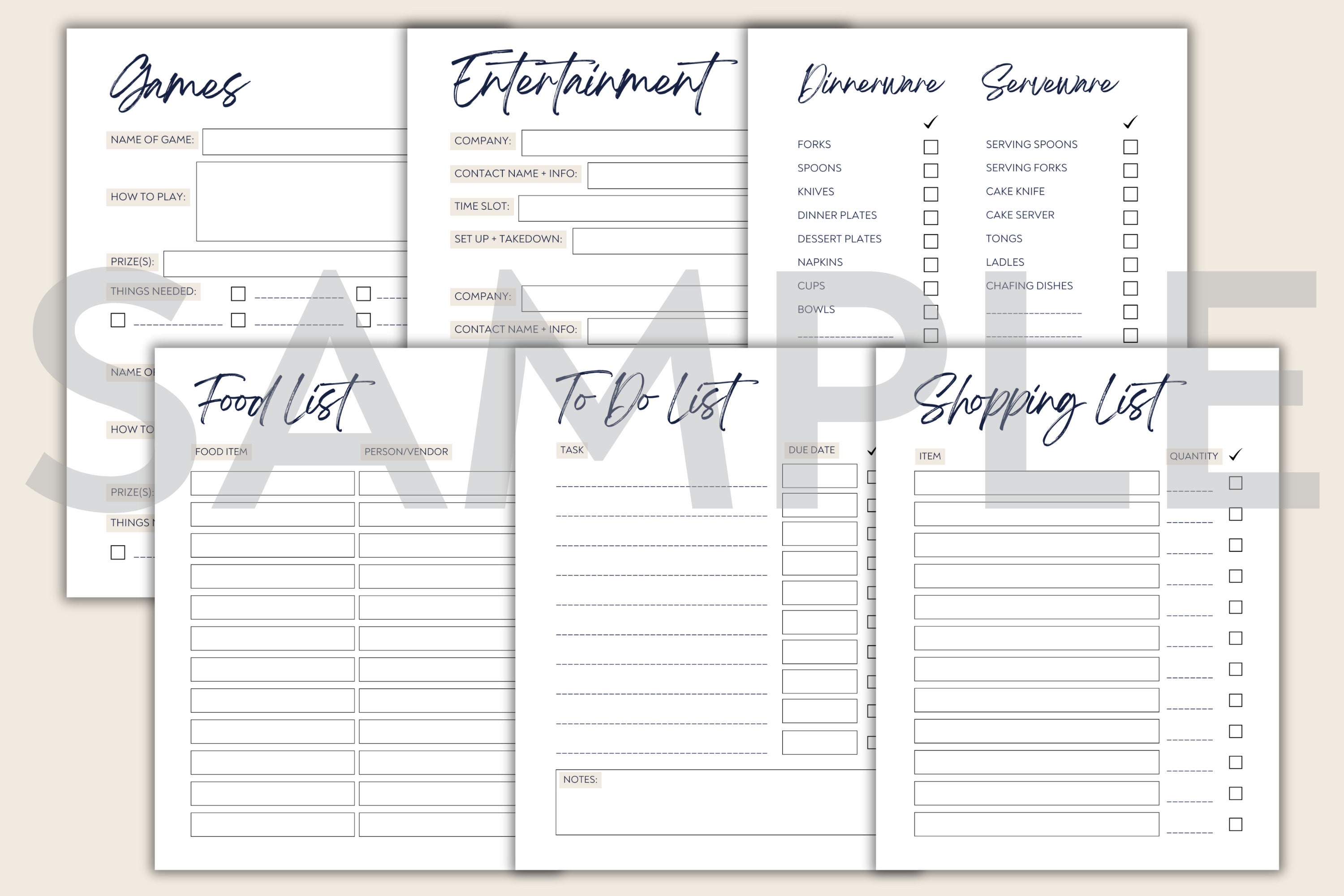 Printable Event Planner / Event Checklist / Event Organizer / Party ...