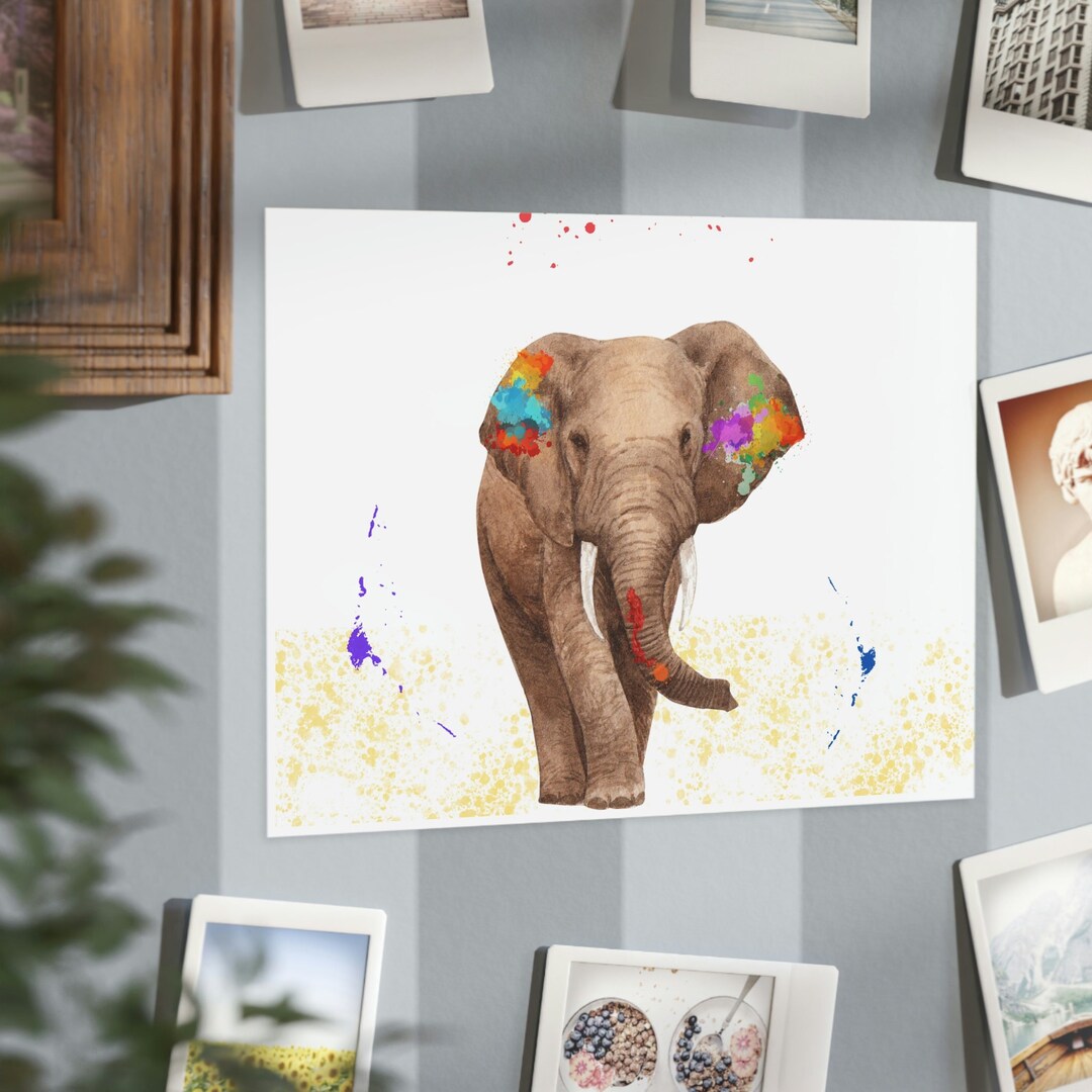 Colorful Elephant Art, Wall Art, Home Decor, Elephant, Nursery Art ...