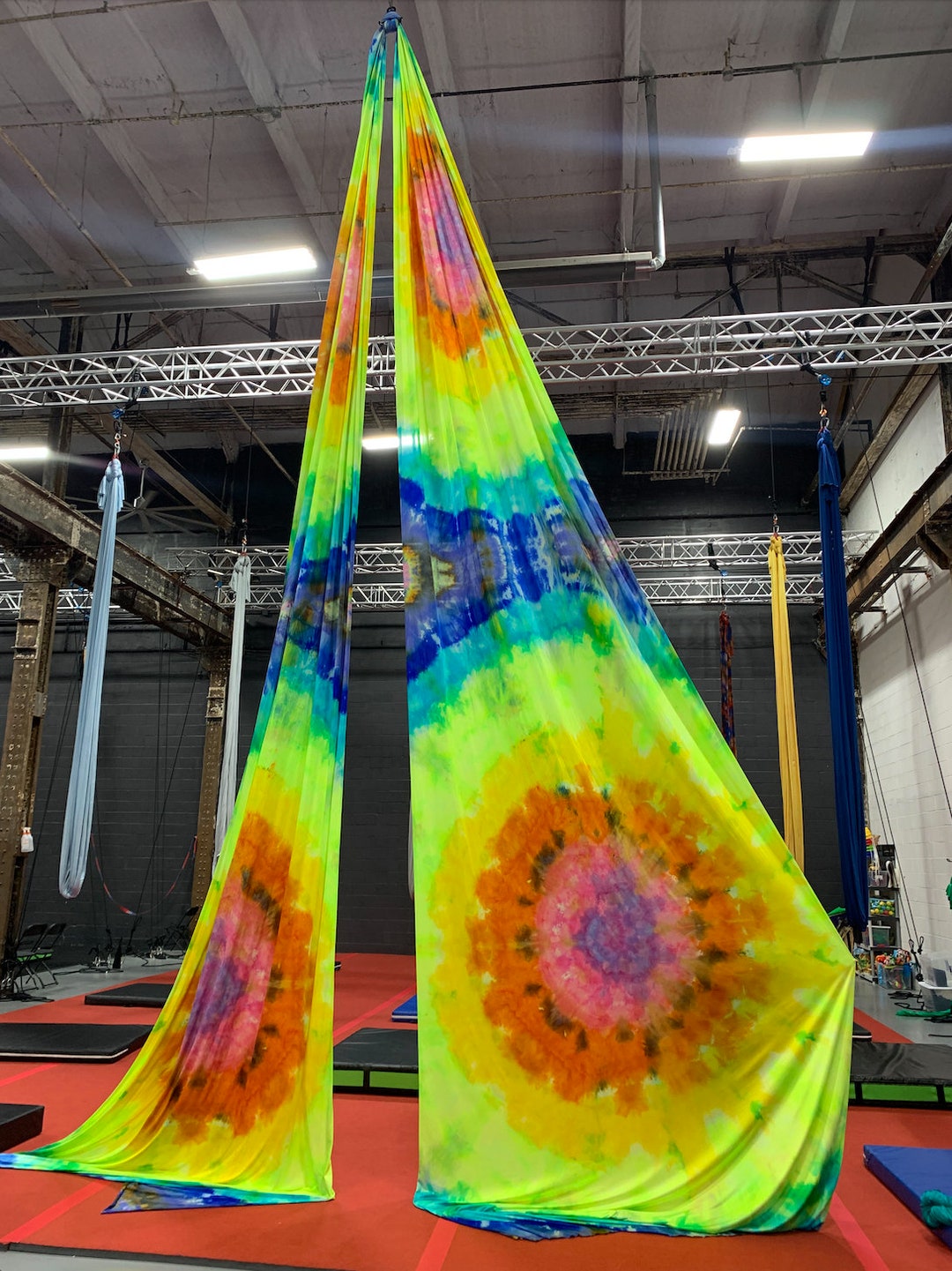 Handmade Rainbow Mandala Tie Dye Aerial Silk Fabric - Etsy