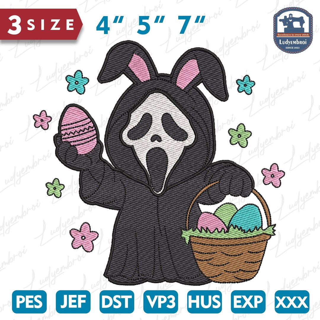 Funny Easter Killer Chibi Cartoon Embroidery Design, Horror Easter ...