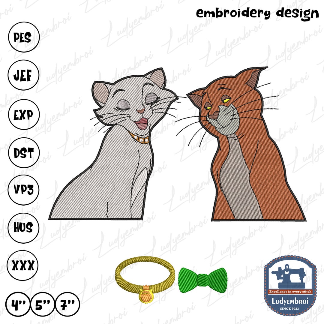 Pink Valentine Love Embroidery Machine Design, Valentine Cartoon Cat ...