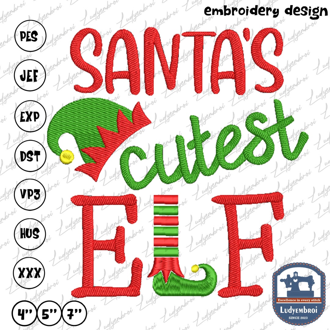 Christmas Santa Embroidery Machine Design, Christmas Elf Embroidery ...