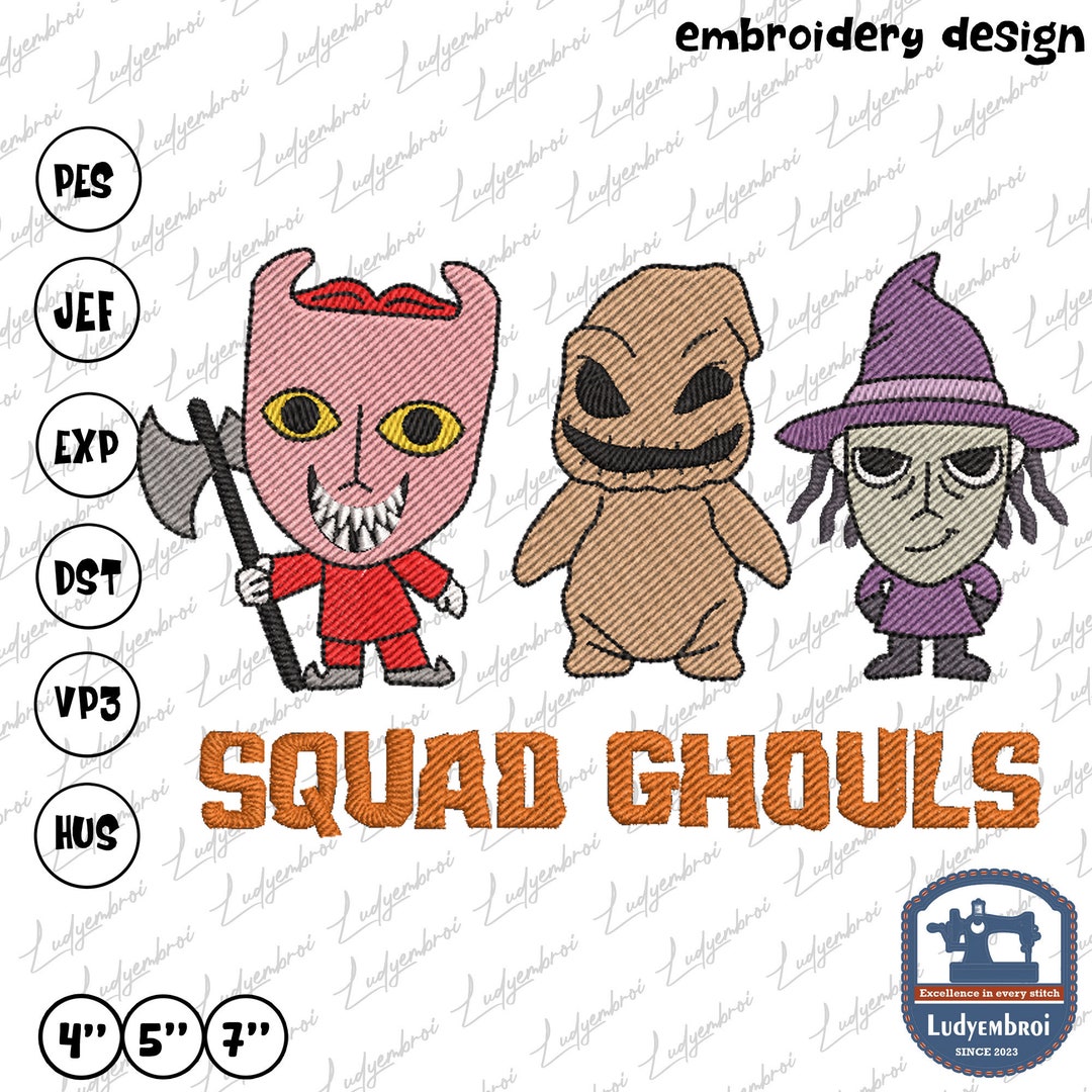 Squad Ghouls Embroidery Design Horror Movie Characters - Etsy