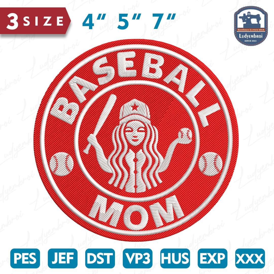 Mother's Day Embroidery Design, Baseball Mom Logo Embroidery Design ...