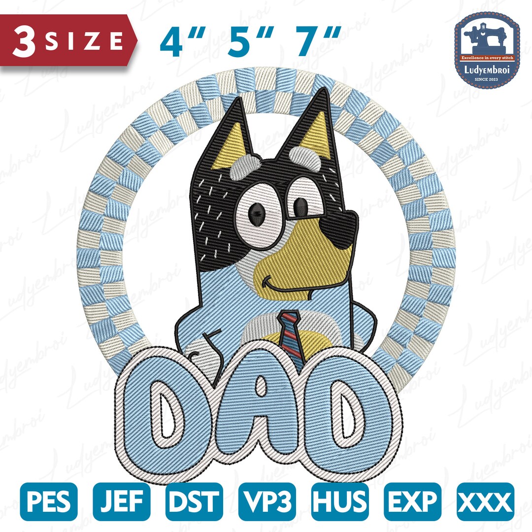 Cartoon Dog Rad Dad 2024 Embroidery Design, the Dog Farther Embroidery ...