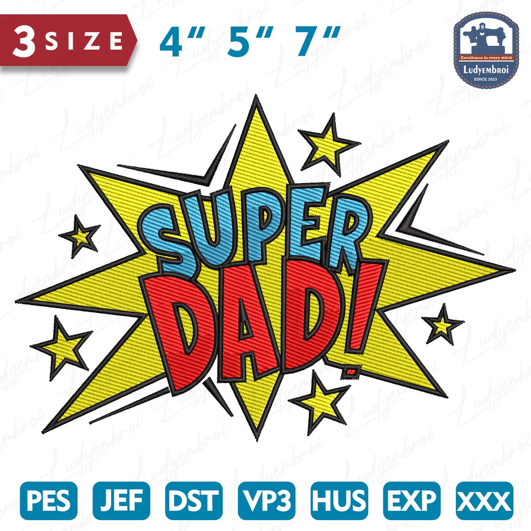Super Dad Embroidery Design, Funny Cartoon Dad Embroidery, Hot Movie ...