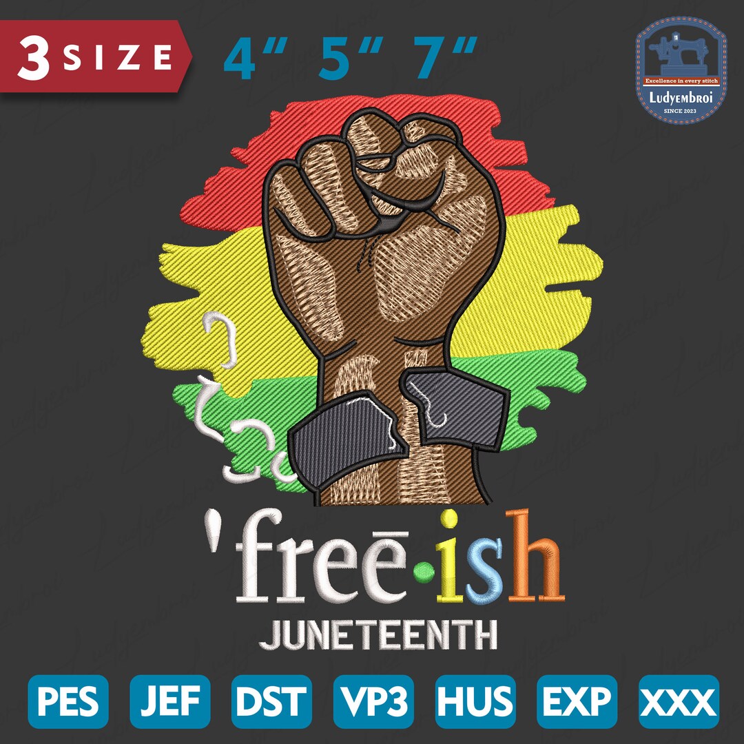 1865 Freedom Juneteenth Embroidery Design, Juneteenth Free-ish 1865 ...