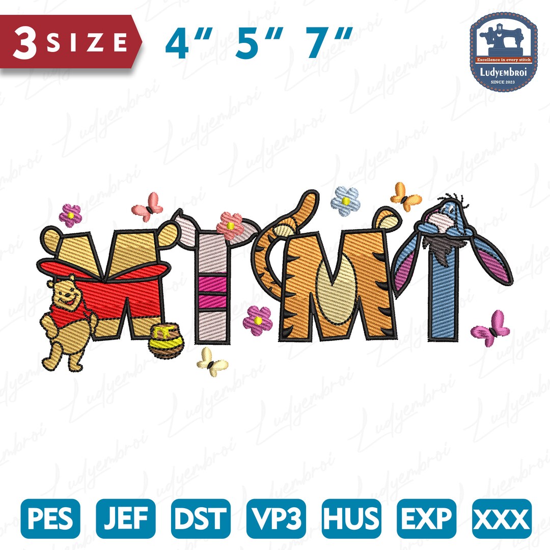 Mimi Bear Embroidery Design, Bear Mom Embroidery, Family Vacation ...