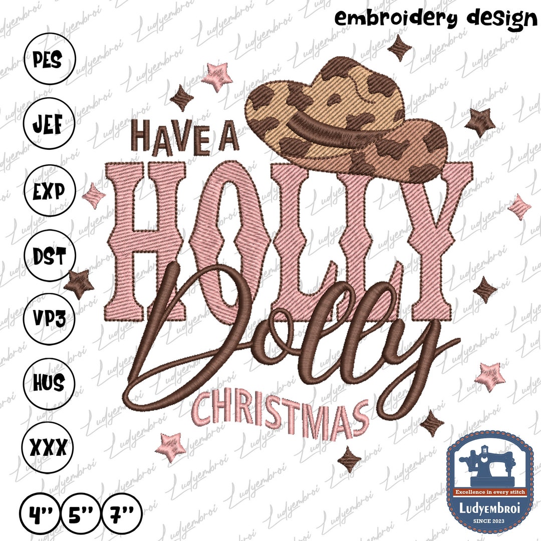 Have A Holly Dolly Christmas Designs, Retro Christmas Embroidery ...