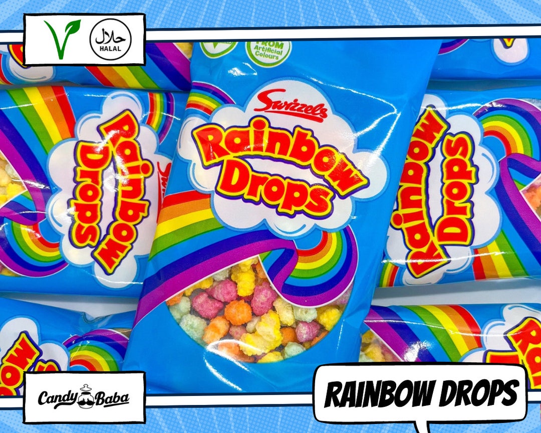 Swizzels Rainbow Drops 10g Bag Sugar Coated Puffed Maize and Rice Candy ...