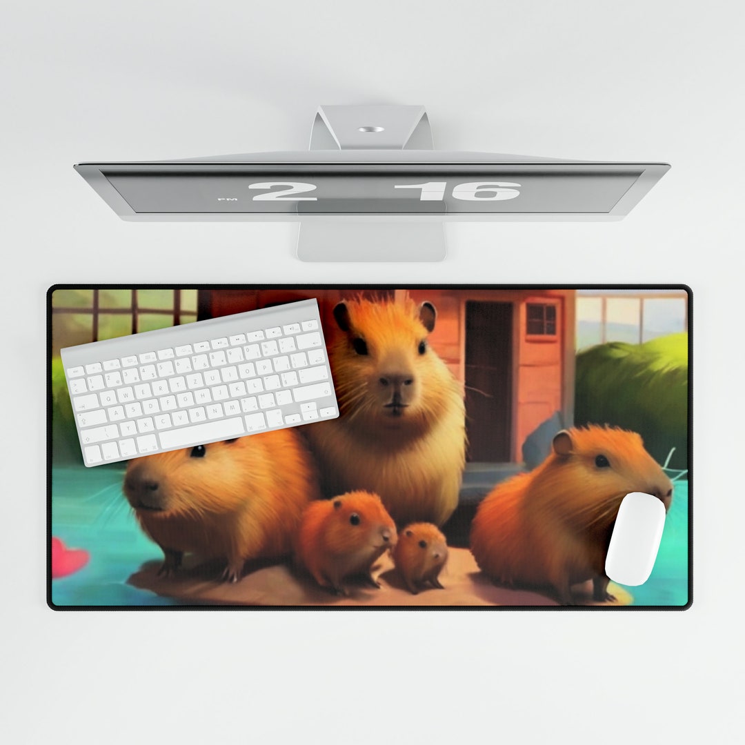 Capybara Play Floating Pad Gaming Mouse Pad Cute Office Accessories ...