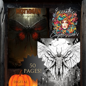 Mothman Cryptid Coloring Book: 50 Mystical Pages - Etsy UK