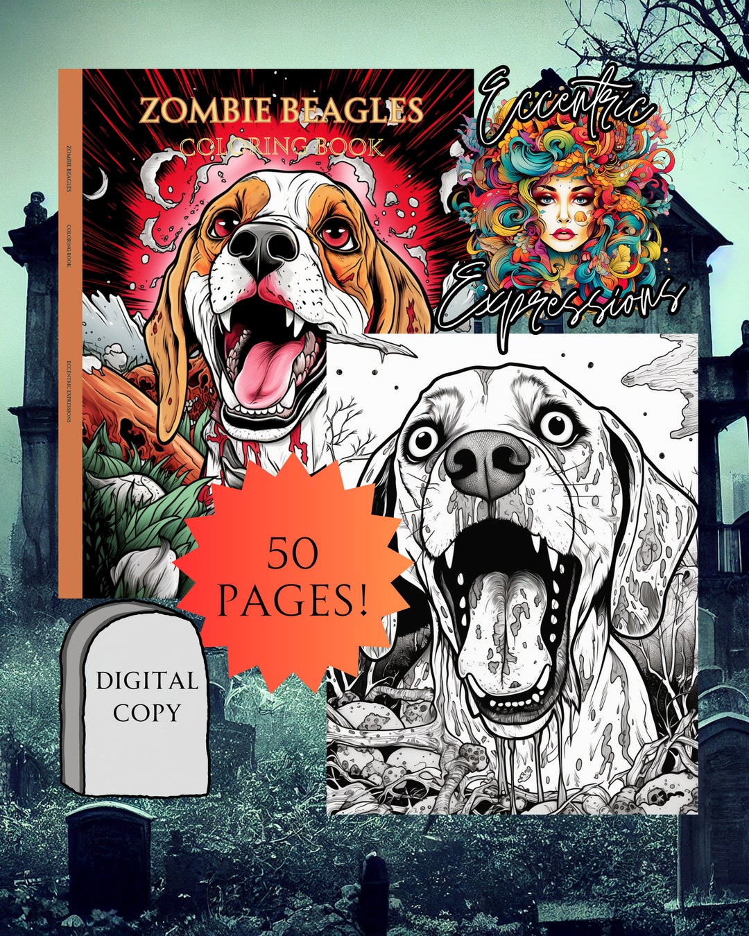 Zombie Beagles: A Ghastly Gallery of 50 Undead Hounds - Perfect Gift ...