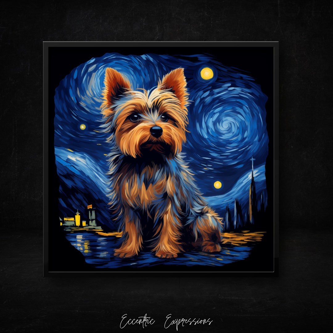 Starry Night Yorkie Digital Download - High-resolution Yorkie Artwork 1 ...