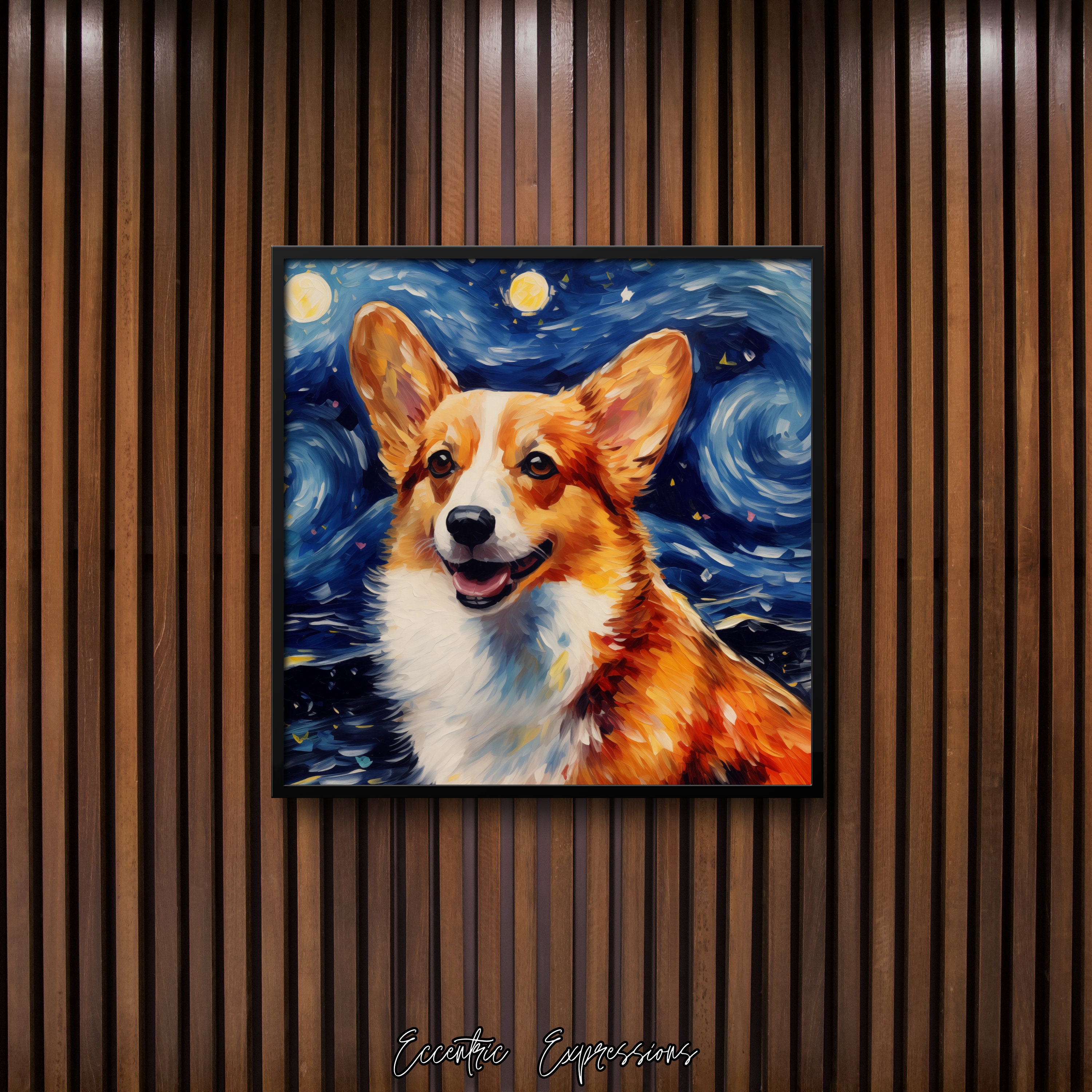 Starry Night Corgi Digital Download - High-resolution Dog Artwork 1:1 ...