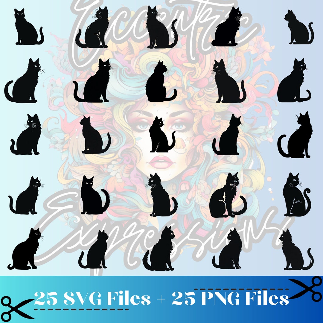 Cat SVG + PNG Pack 25 Unique Images- Perfect for Vinyl Cutters ...