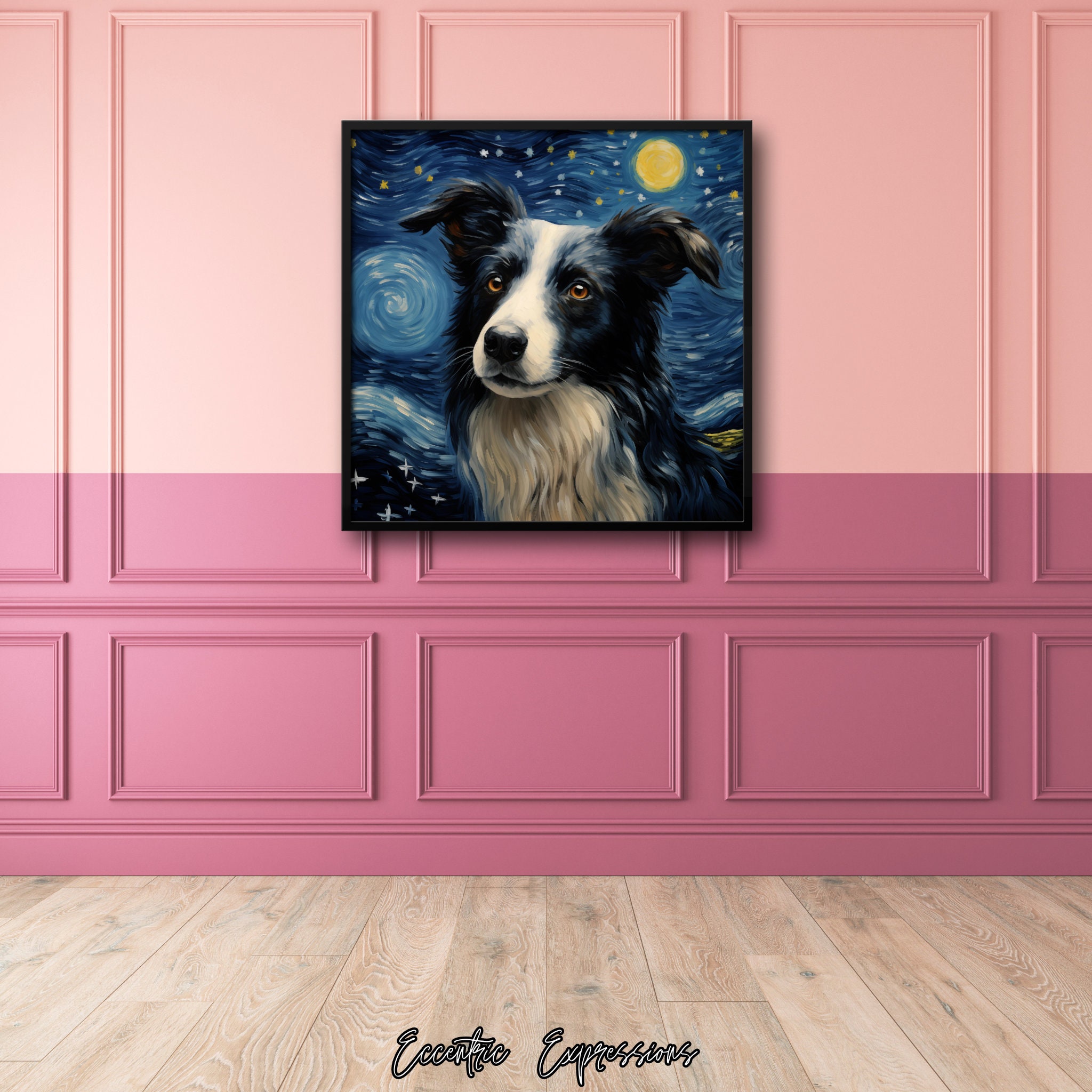 Starry Night Border Collie Digital Download - High-resolution Dog ...