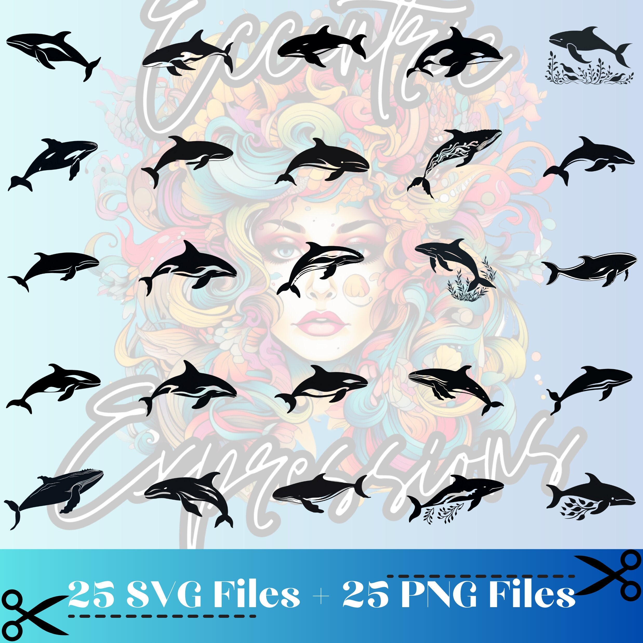 Whale SVG + PNG Pack 25 Unique Images- Perfect for Vinyl Cutters ...