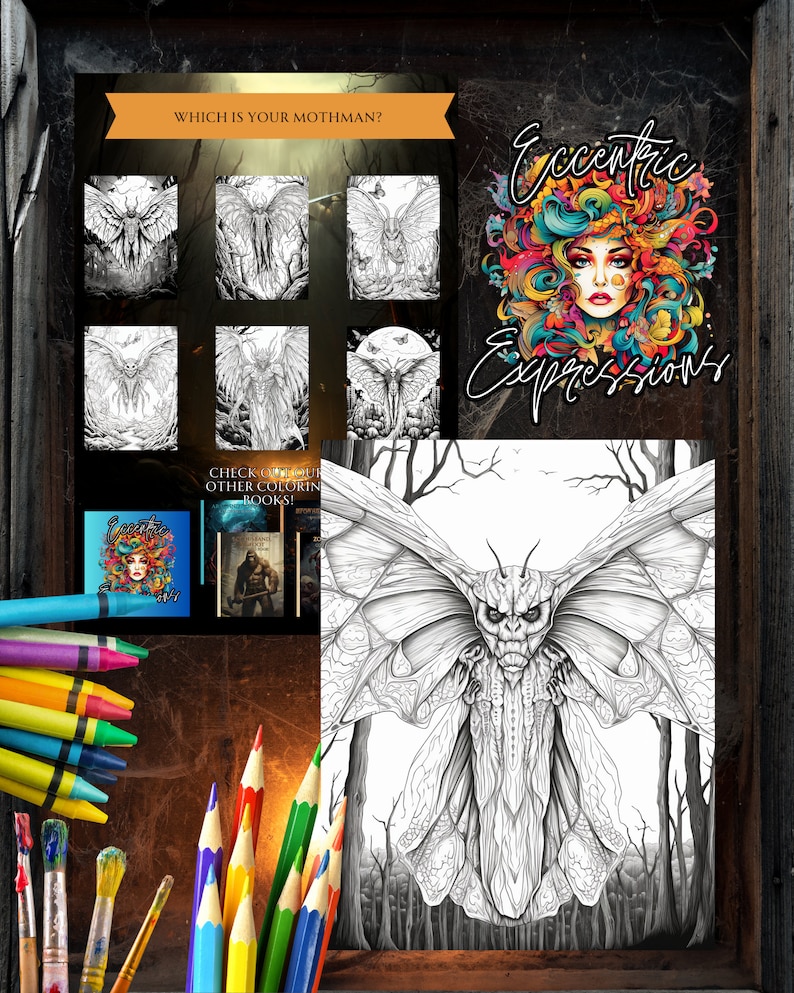 Mothman Cryptid Coloring Book: 50 Mystical Pages - Etsy UK