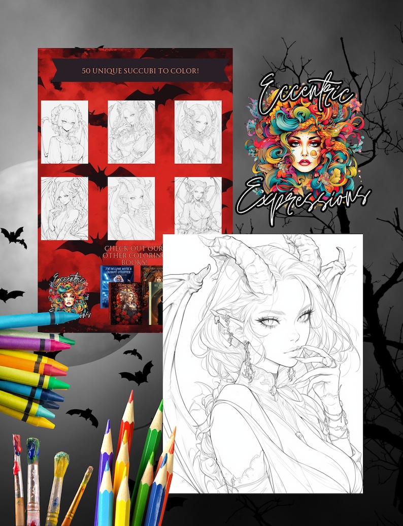 My Wife is a Succubus Adult Coloring Book: 50 Sensual Succubus ...