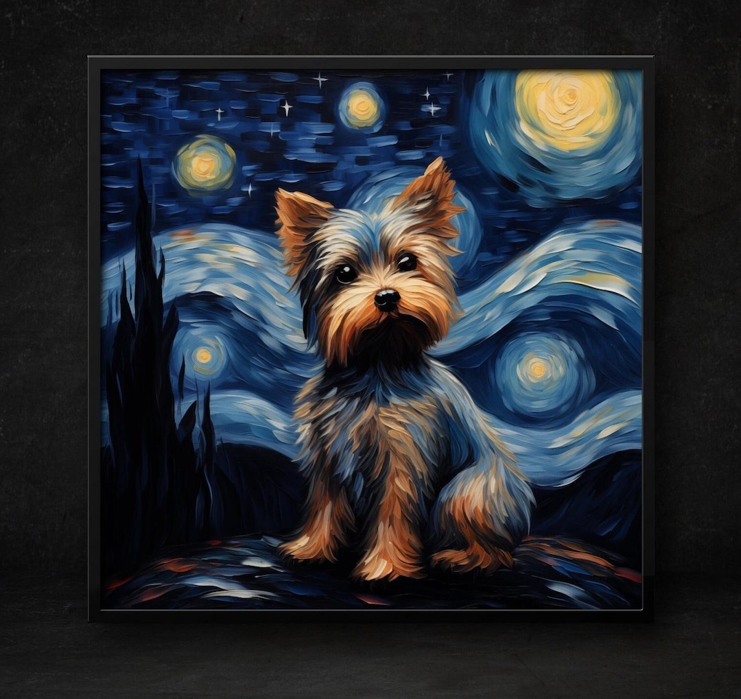Starry Night Yorkie Digital Download High-resolution Yorkie Artwork 1:1 ...