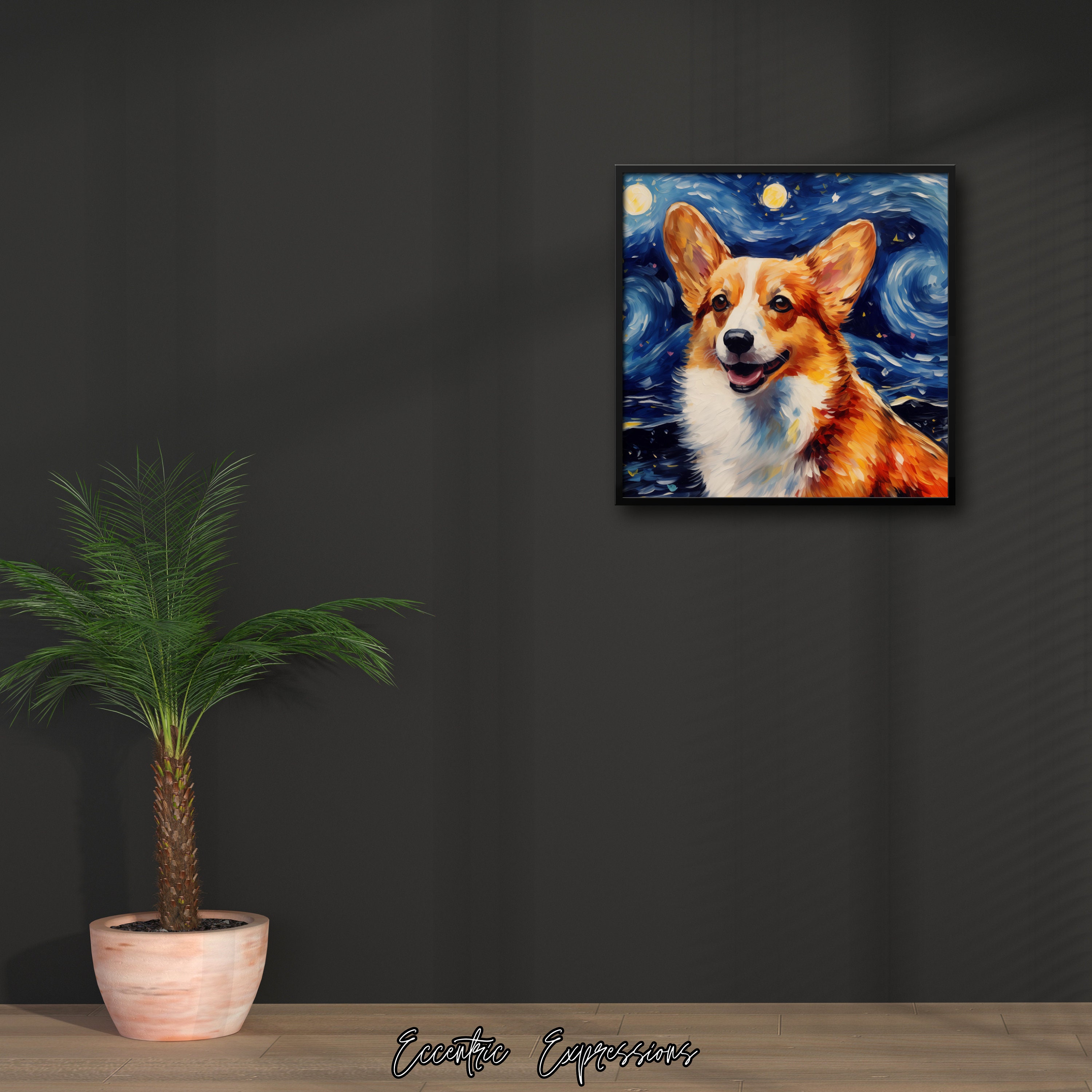 Starry Night Corgi Digital Download - High-resolution Dog Artwork 1:1 ...