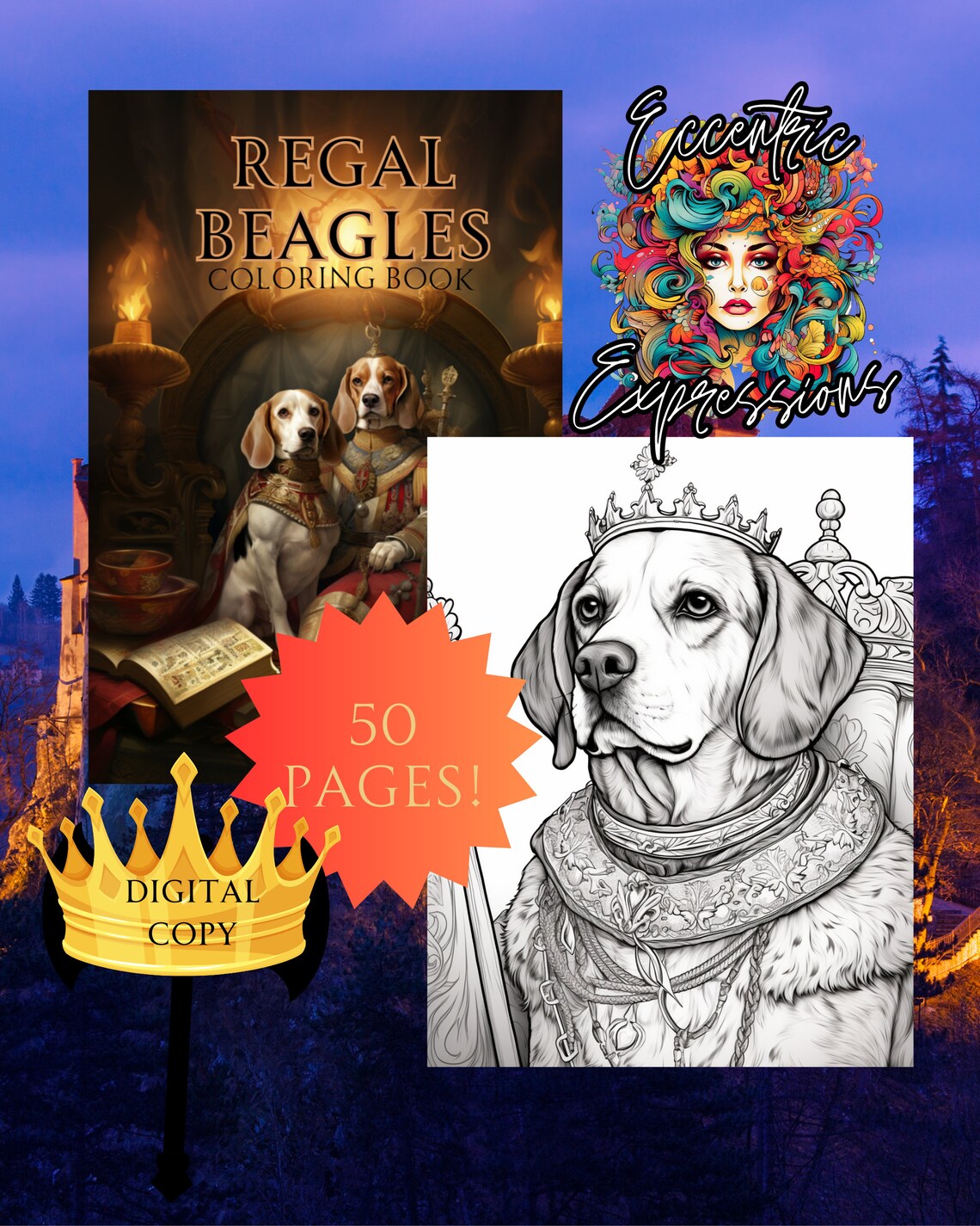 Regal Beagles Coloring Book: 50 Royal Portraits (digital Download) - Etsy