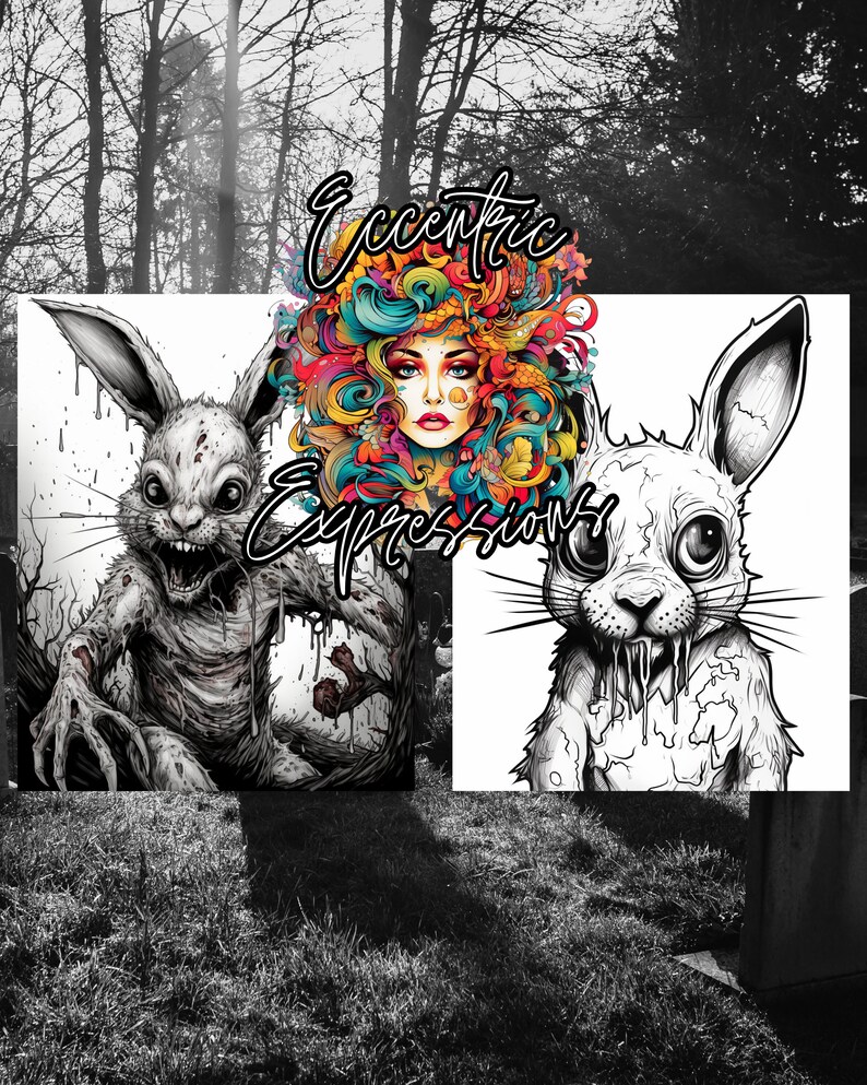 Zombie Rabbits: A Creepy Coloring Adventure for Horror - Etsy