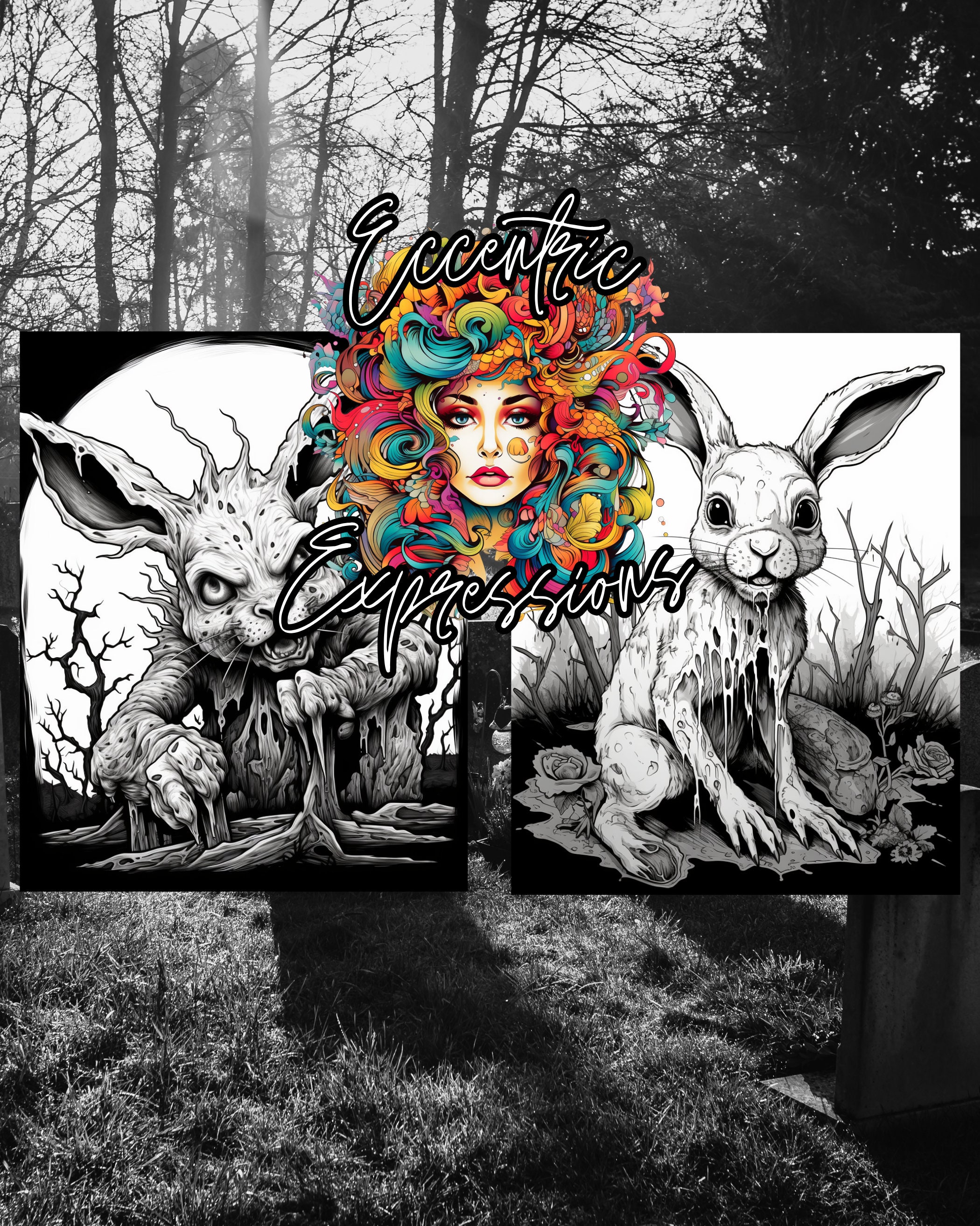 Zombie Rabbits: A Creepy Coloring Adventure for Horror Enthusiasts - Etsy