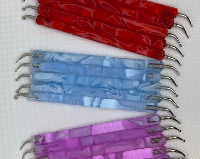 Swirly Set of 5 Bent Dotting Tools -ALL ANGLED - Curved Dotting Tools ...