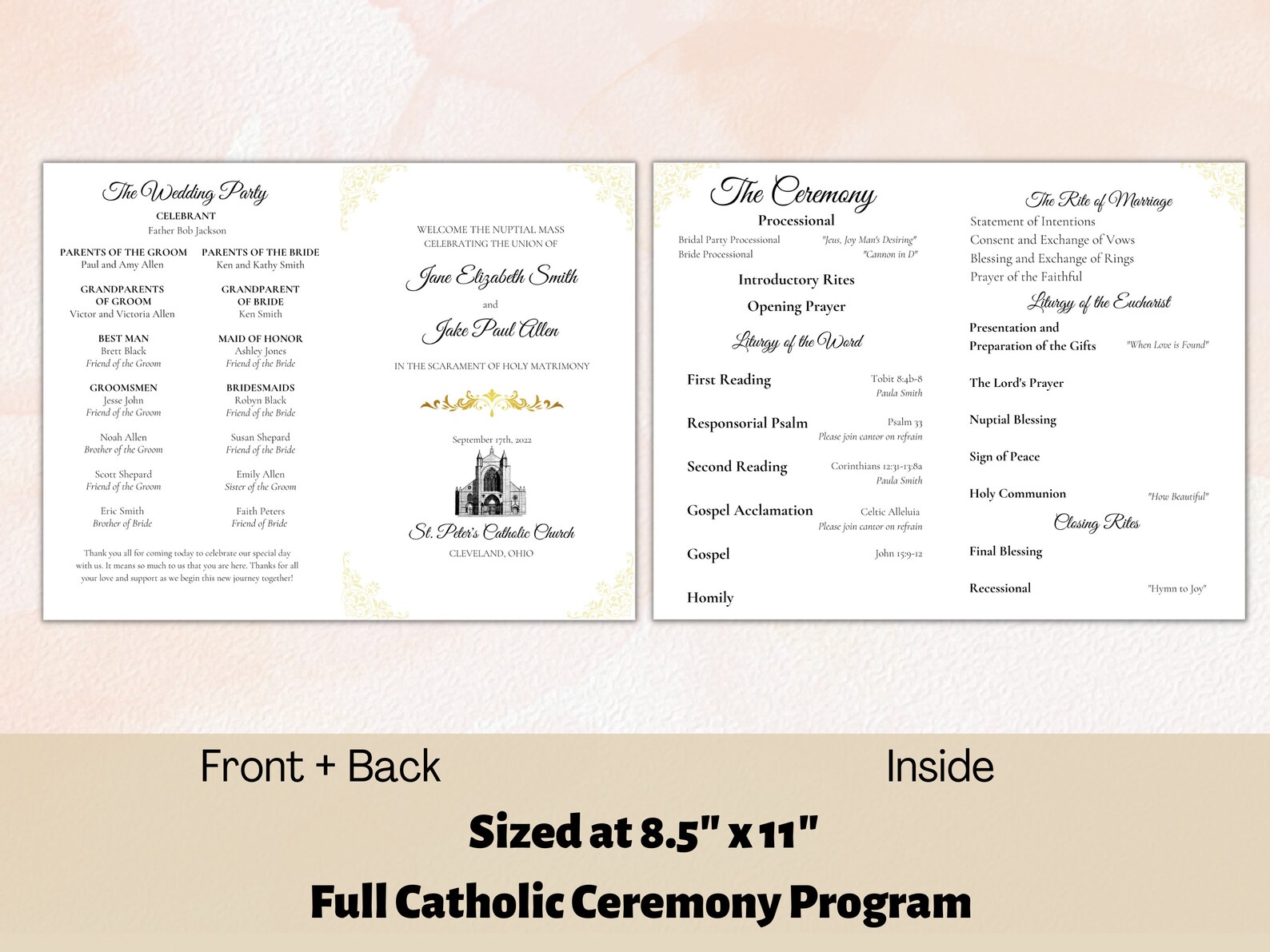 Elegant Catholic Wedding Mass Program: DIY Canva Template (digital ...