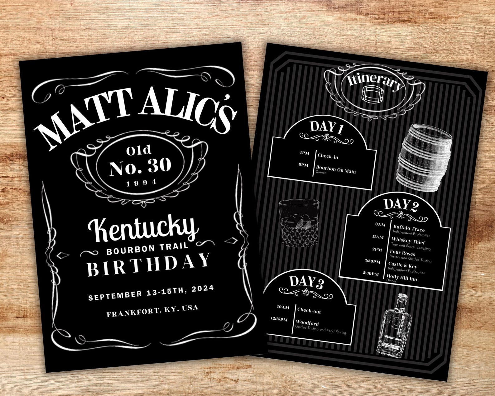 Whiskey Bourbon Trail Birthday Party Invitation Template, Aged to ...