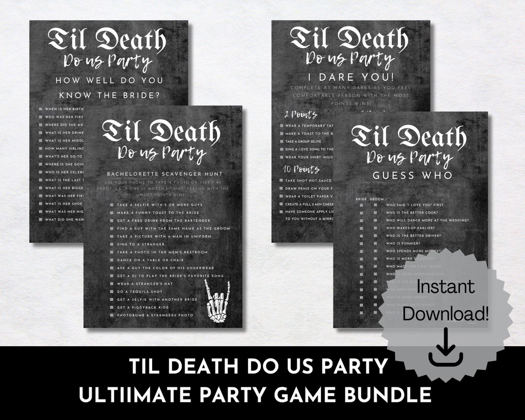 Til Death Do Us Party Bachelorette Party Game Pack Bundle, Death of ...