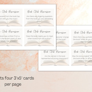 Book Club - Book Club Discussion Cards- Book Club Questions - Book ...