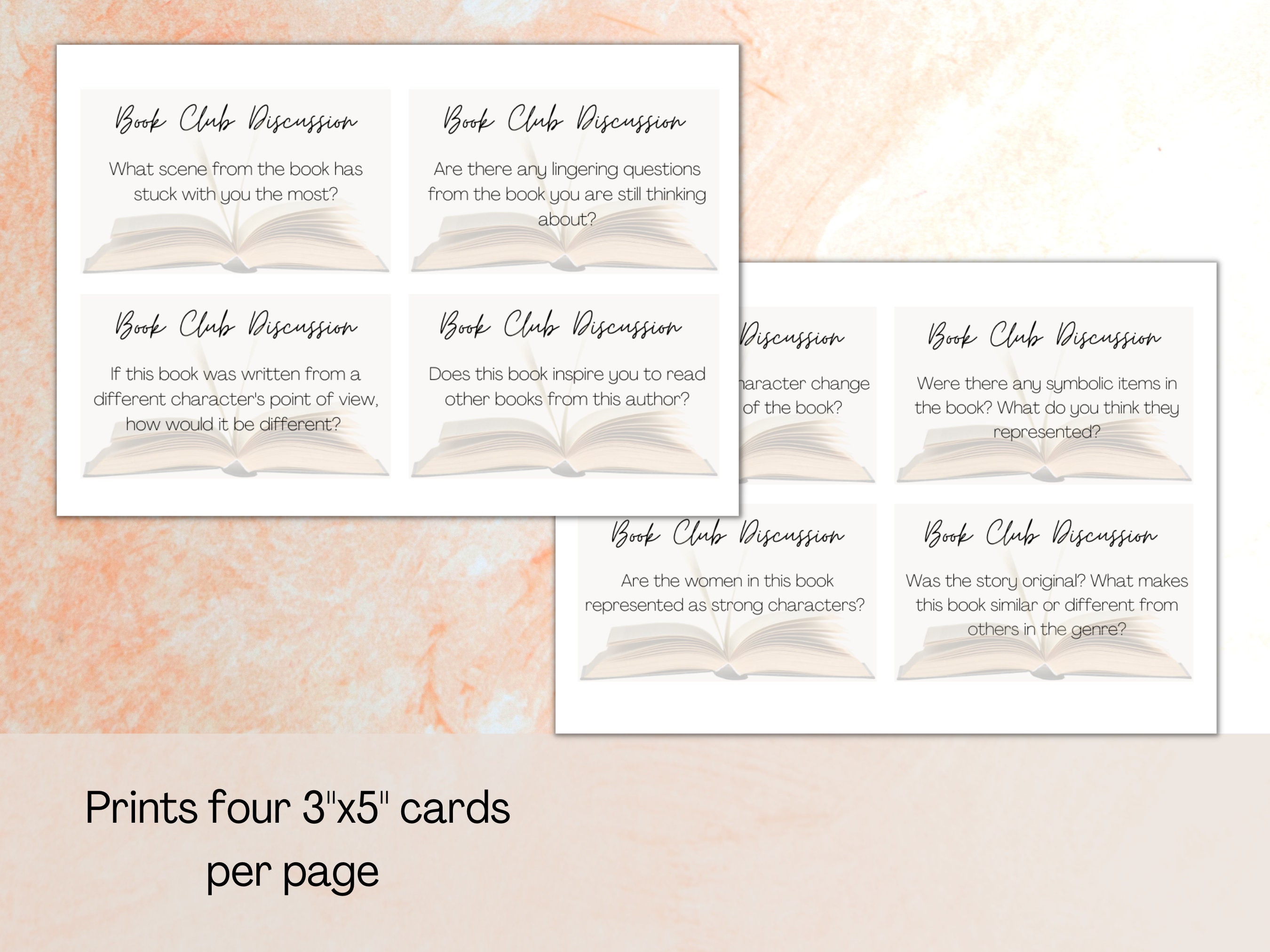 Book Club - Book Club Discussion Cards- Book Club Questions - Book ...
