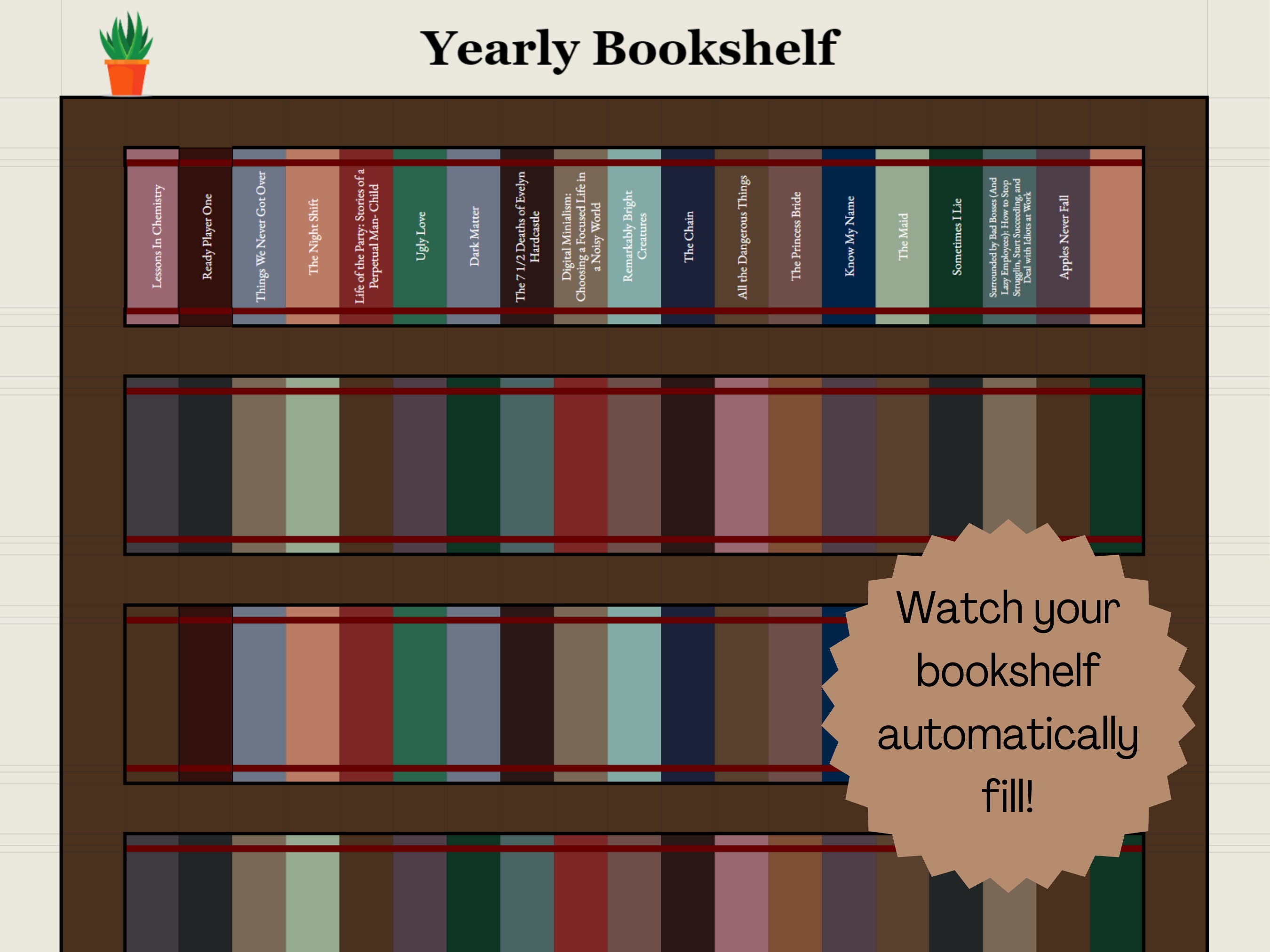 Book Tracker Dark Academia Color Scheme for Google Sheets Yearly Book ...
