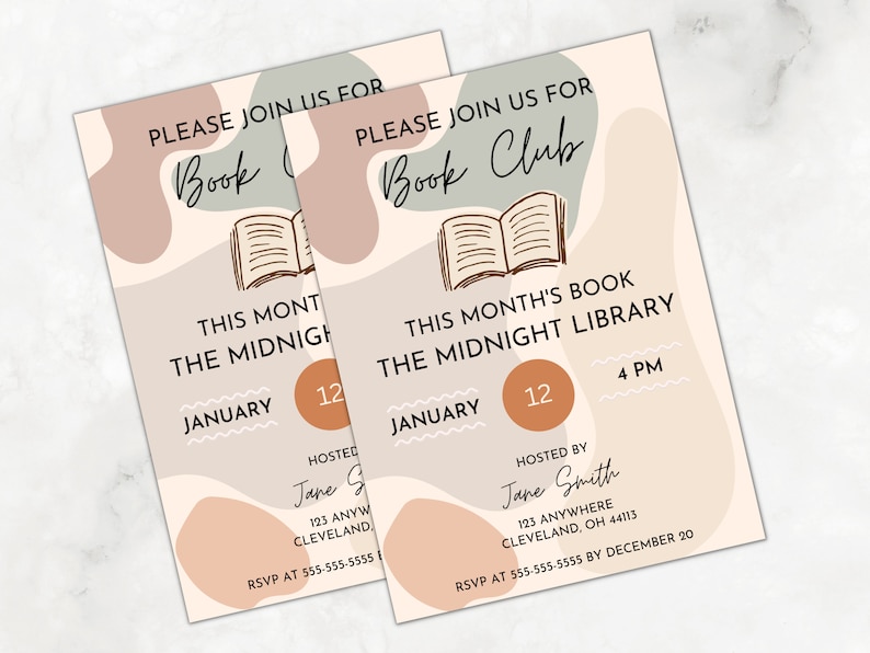 Book Club Monthly Invite Template Fully Editable in Canva - Etsy