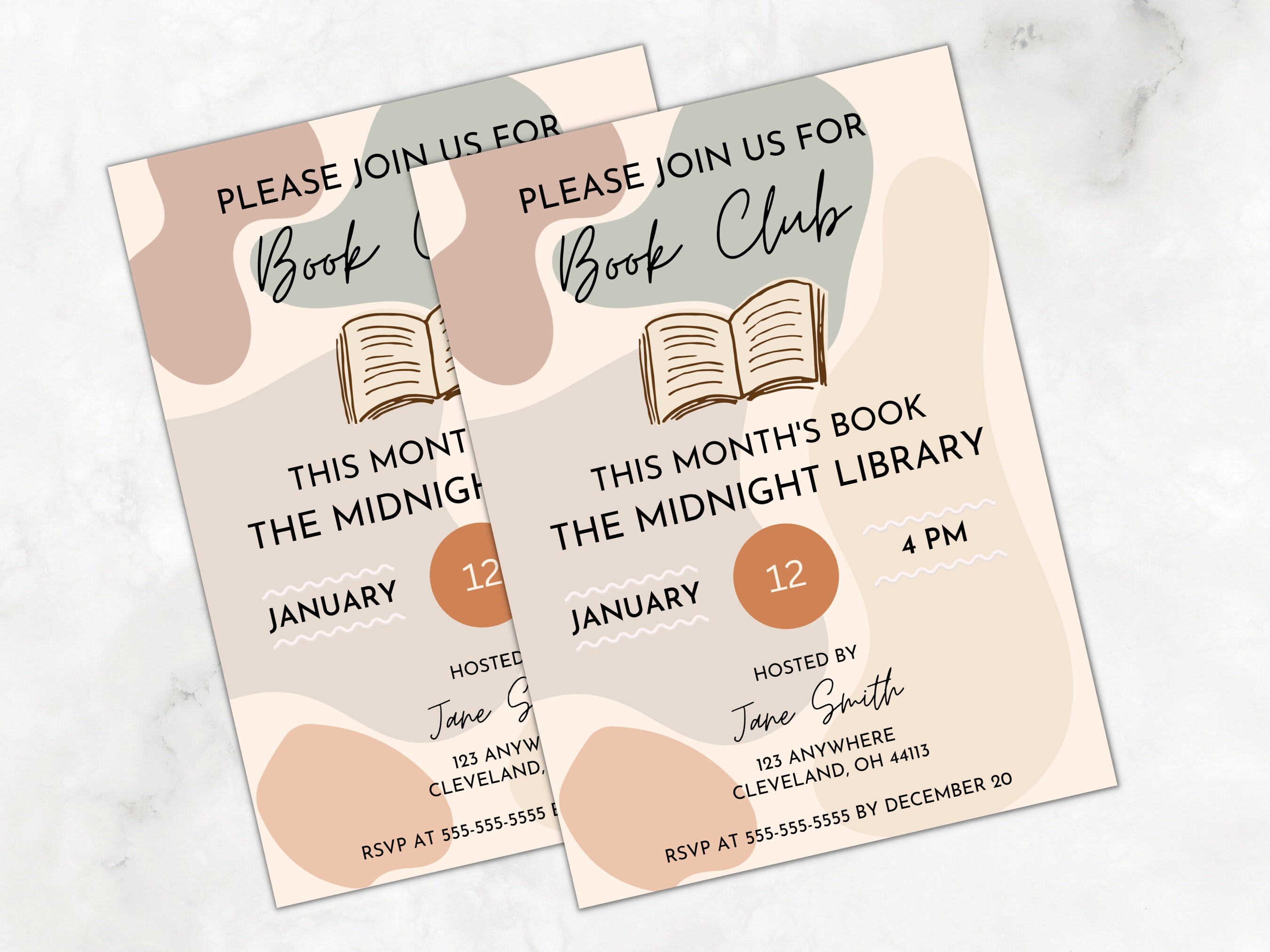Book Club Monthly Invite Template Fully Editable in Canva - Etsy