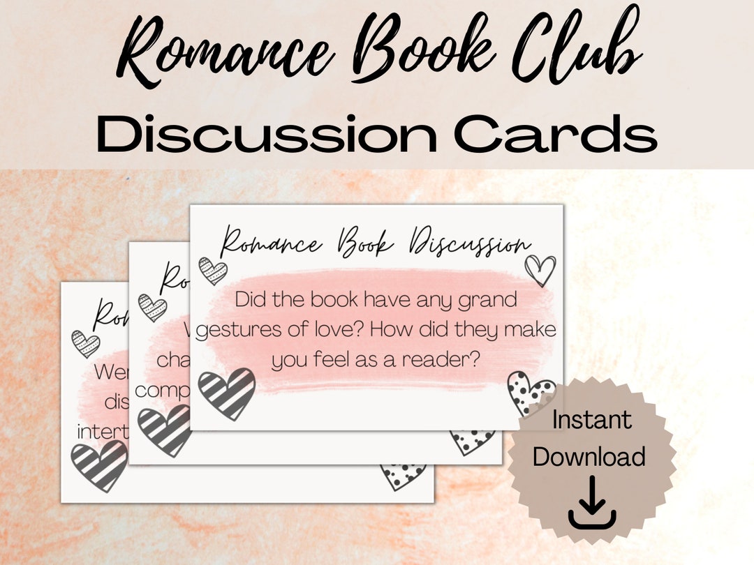Book Club Romance Book Discussion Cards- Book Club Questions - Book ...